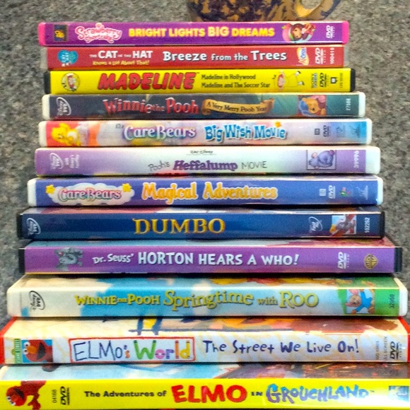 Media | Set Of 12 Dvd Movies For Kids Pooh Care Bears Dumboelmohorton ...